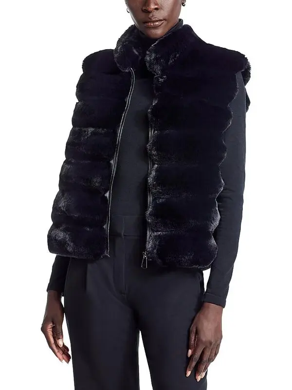 Adrienne Landau Faux Chinchilla Vest - Jet Black
