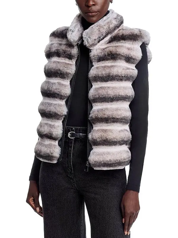 Adrienne Landau Faux Chinchilla Vest - Storm Front