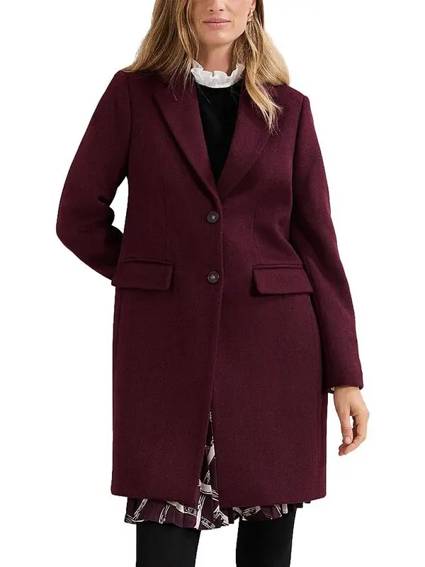 PHASE EIGHT Lydia Wool Blend Coat - Burgundy