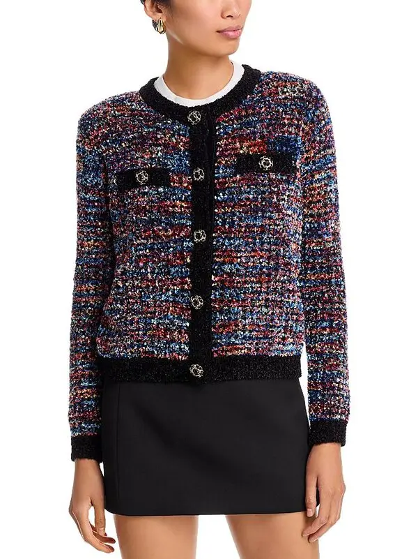 STELLAH Button-front Cardigan Sweater - Blue Multi