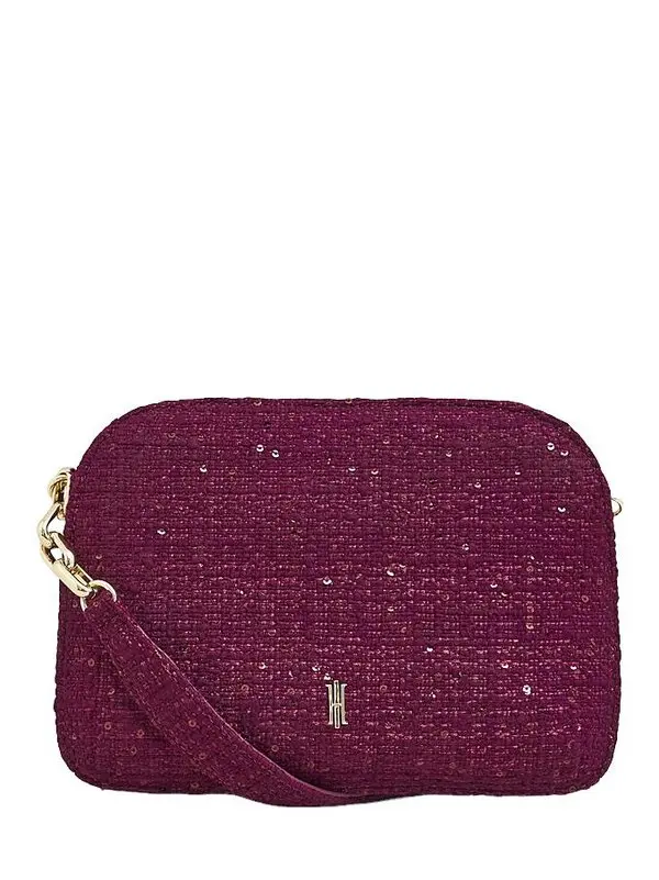 HOBBS LONDON Milan Sequin Woven Tweed Clutch - Warm Plum