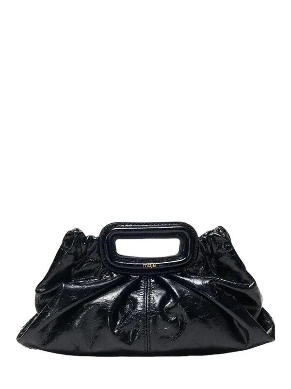 Maje Mini Crackled Leather Clutch - Black