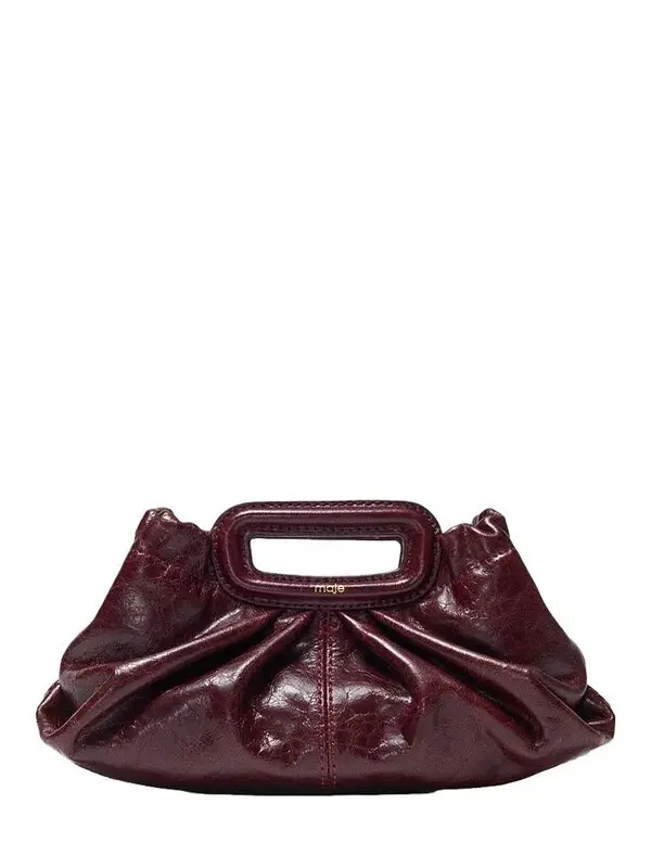 Maje Mini Crackled Leather Clutch - Burgundy