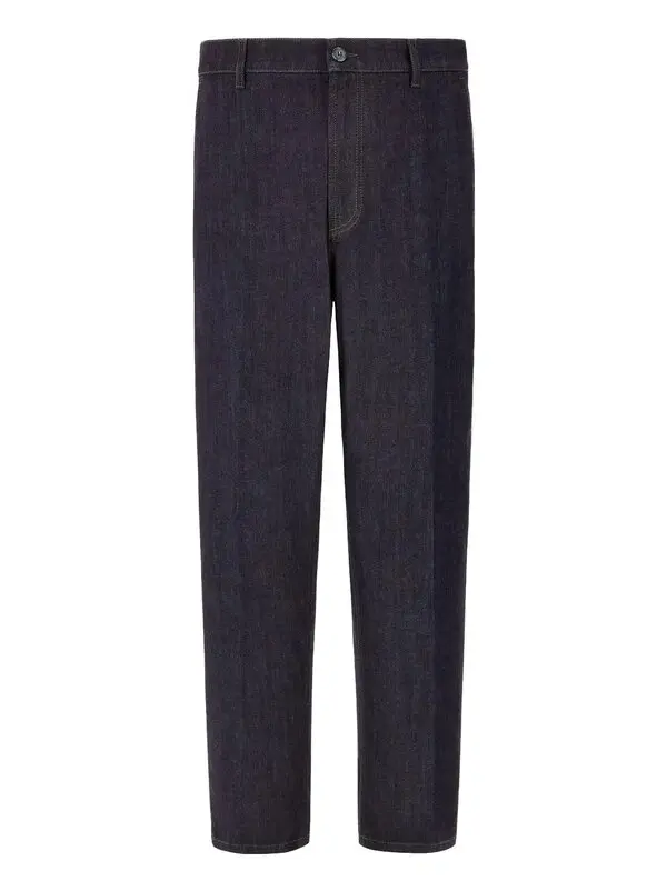 Canali Dark Tapered Fit Comfort Denim Chinos - Blue