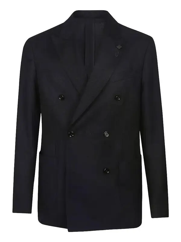 LARDINI Peak-lapel Double-breasted Blazer - Blue
