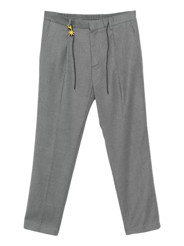 MANUEL RITZ Drawstring Straight-leg Trousers - Grey
