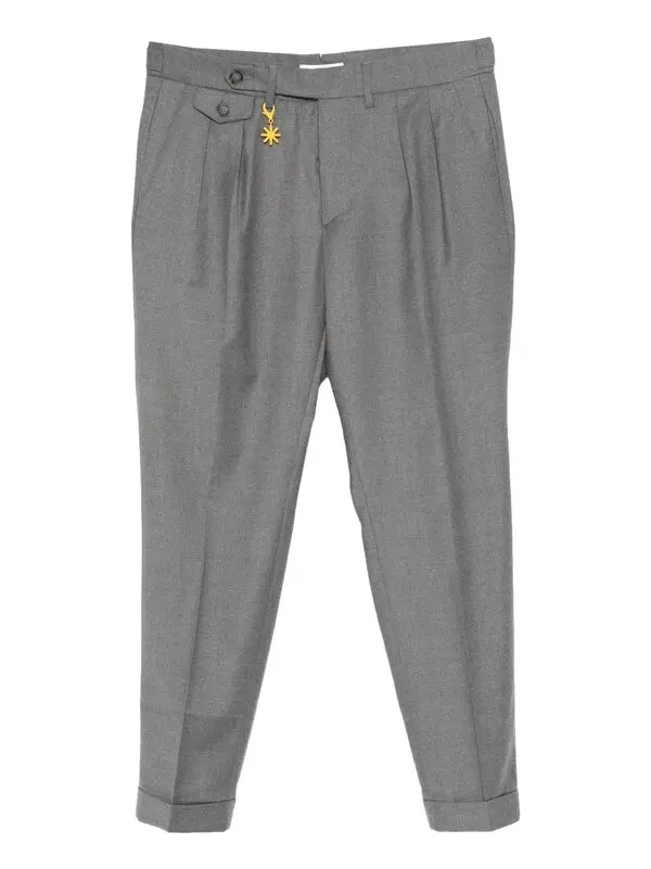 MANUEL RITZ Pleated Wool Trousers - Grey