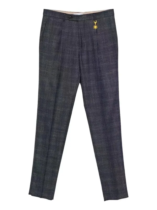 MANUEL RITZ Check-pattern Trousers - Grey