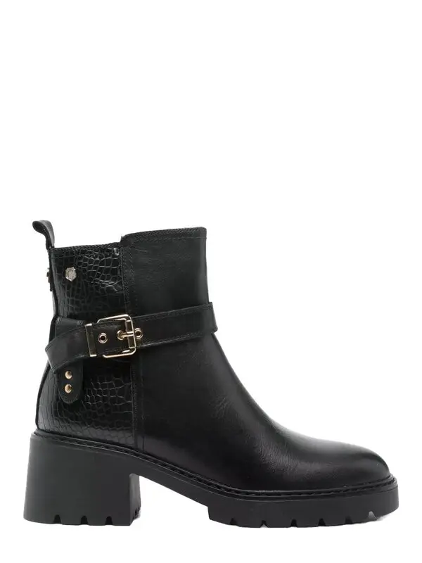 CARMELA 60mm Crocodile-effect Ankle Boots - Black