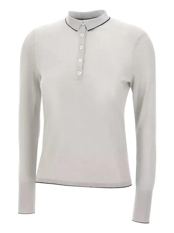 Eleventy Wool Polo Top - Grey