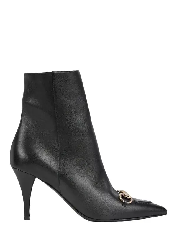 Gucci 85mm Horsebit-detail Leather Ankle Boots - Black