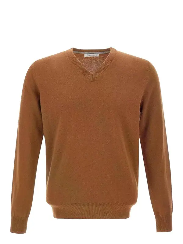 KANGRA V-neck Knitted Sweater - Brown