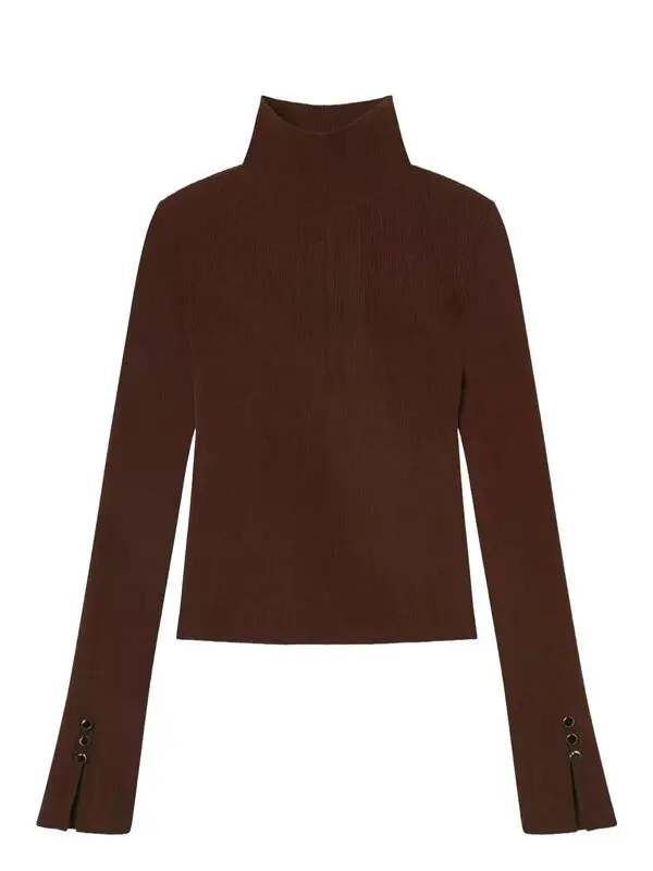A.L.C. Jett Ribbed Turtleneck Top - Brown