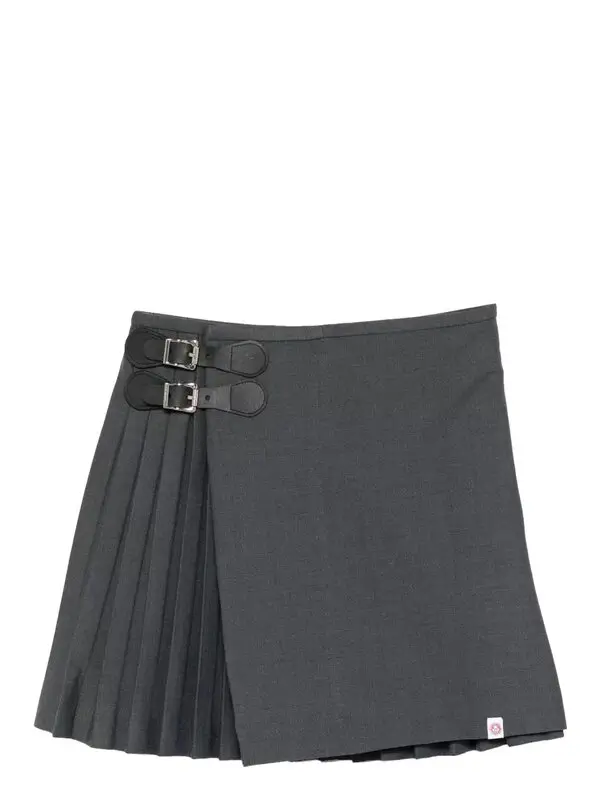 CHARLES JEFFREY Buckled Pleated Mini Skirt - Grey