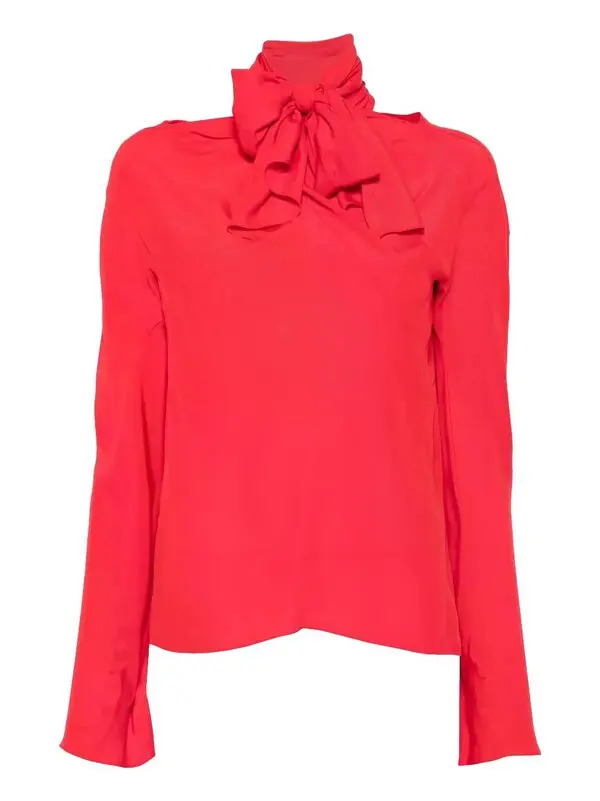 Rochas Long-sleeve Pussy-bow Blouse - Red