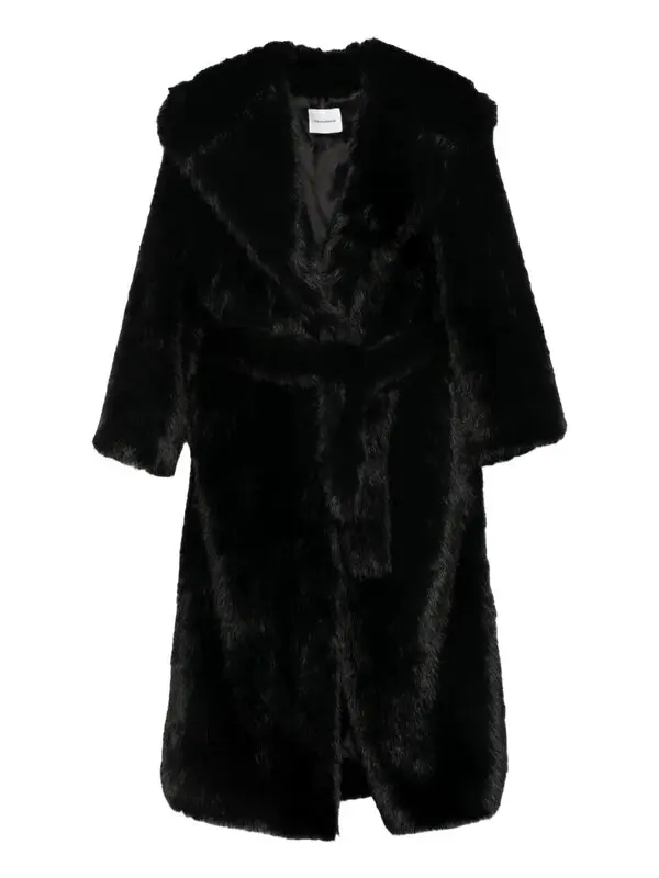 Andamane Belted Faux-fur Coat - Black