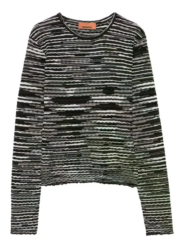 Missoni Striped Round-neck Sweater - Black