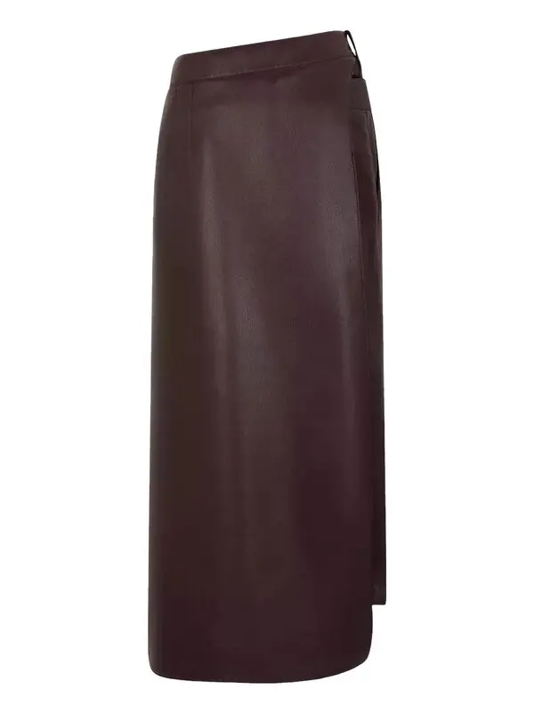 Rabanne Belted Faux Leather Midi Skirt - Brown