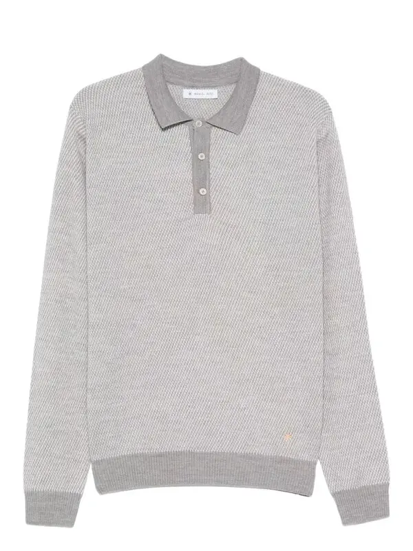 MANUEL RITZ Wool-blend Jacquard Polo Shirt - Grey