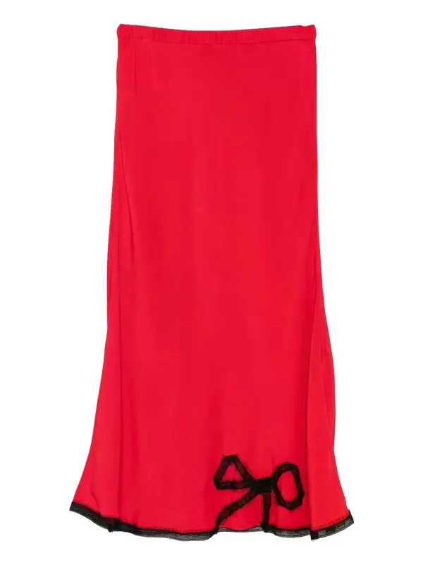 Rochas Bow-trim Midi Skirt - Red