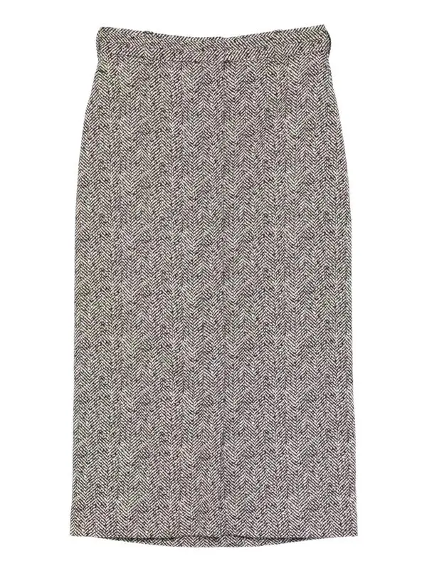 Rochas Herringbone Midi Skirt - Grey