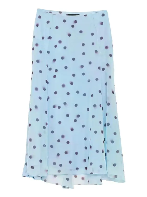 Rochas Polka-dot Silk Midi Skirt - Blue