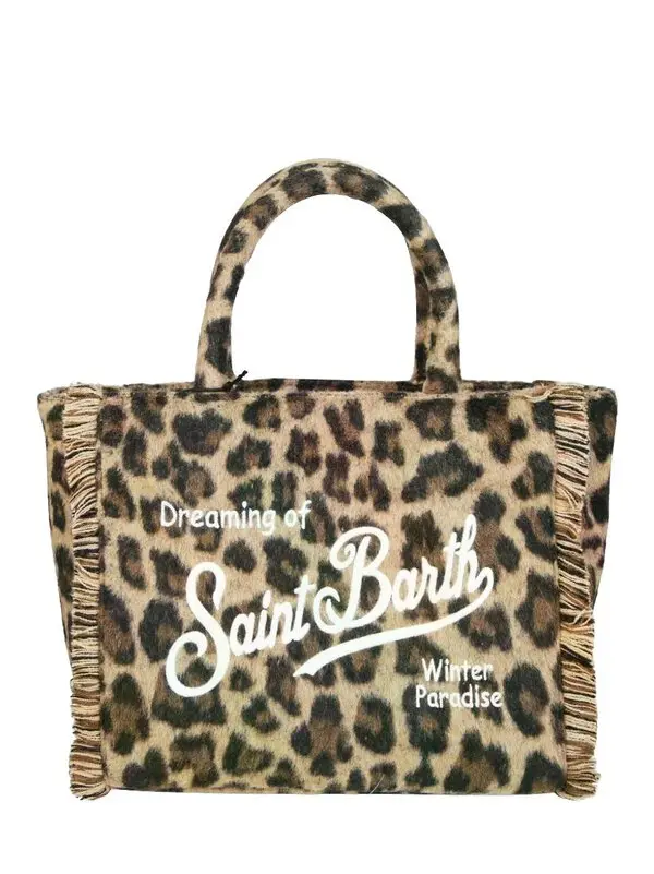 MC2 SAINT BARTH Colette Leopard Felt Tote Bag - Neutrals