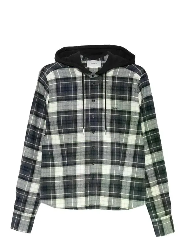 Coperni Plaid-pattern Hooded Shirt - White