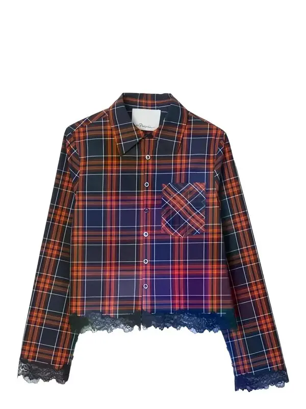 3.1 Phillip Lim Plaid Lace Trimmed Shirt - Red
