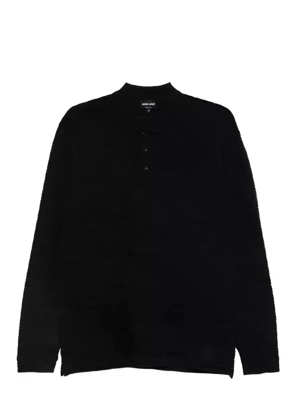 Giorgio Armani Ribbed Polo Shirt - Black