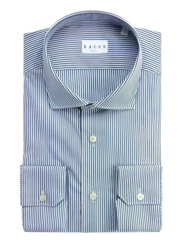 XACUS Striped Button Shirt - Blue