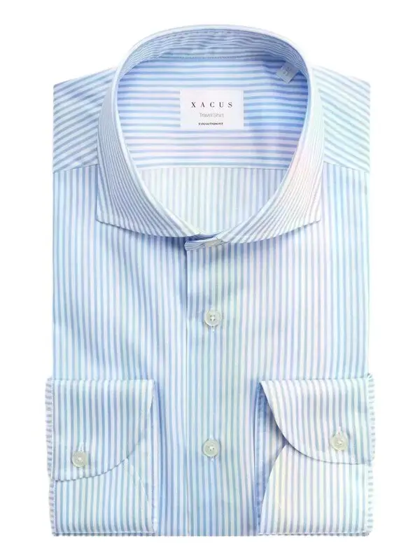 XACUS Striped Button Shirt - Blue