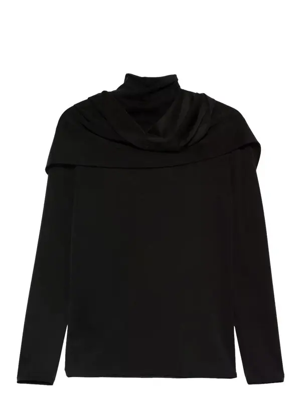 Sú Draped High-neck Top - Black