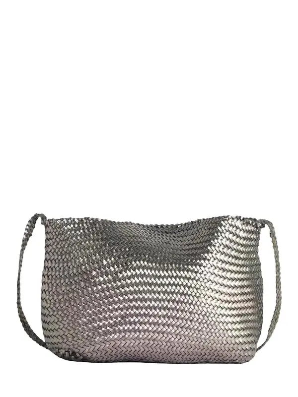 Dragon Diffusion Woven Leather Shoulder Bag - Silver