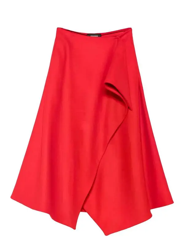 Rochas Ruffle Wrap Midi Skirt - Red