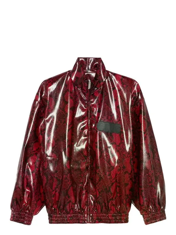 Gcds Snakeskin-effect Faux-leather Jacket - Red