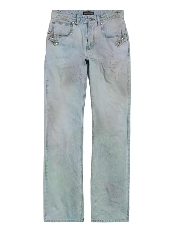 Balenciaga Distressed Straight-leg Jeans - Blue
