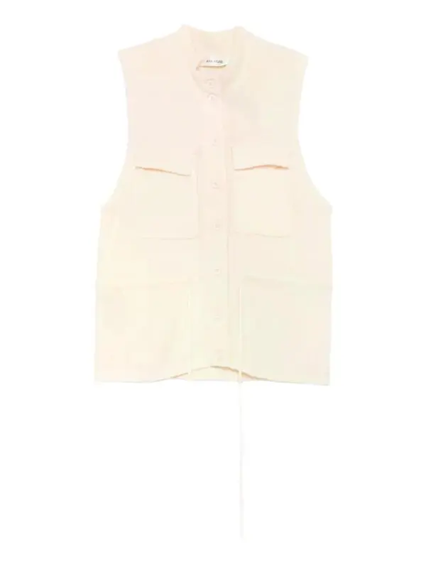 AYA MUSE Button-up Vest With Flap Pockets - Neutrals