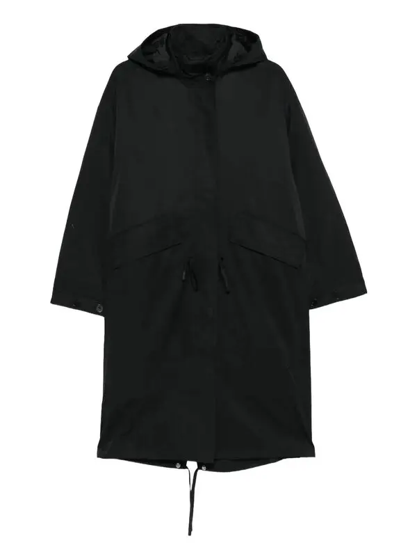 Closed Hooded Parka Coat - Black