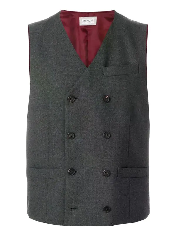 Brunello Cucinelli Double-breasted Virgin Wool Waistcoat - Grey
