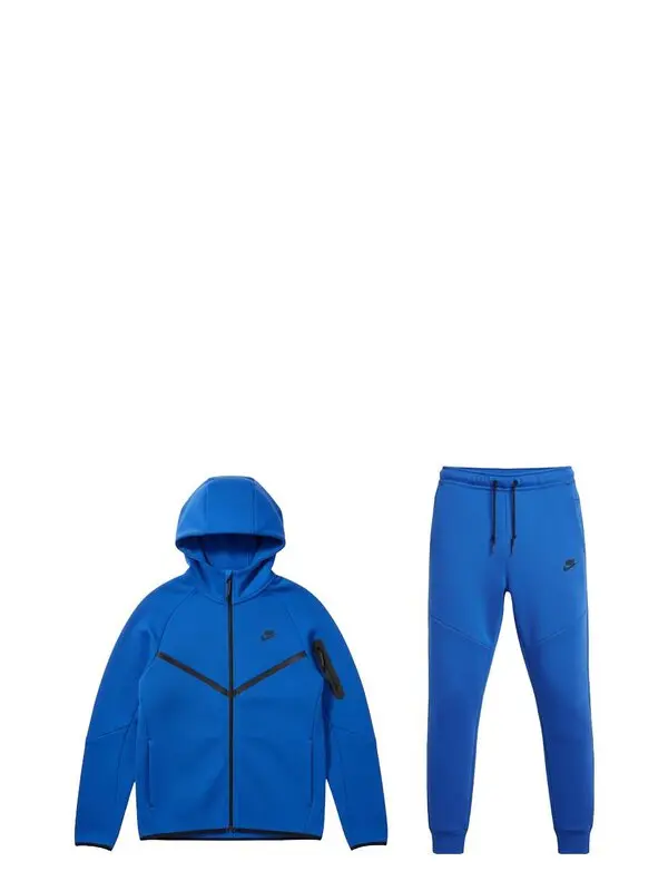 Nike Sportswear Tech Fleece Full Zip Hoodie And Joggers Set - Royal Blue/black