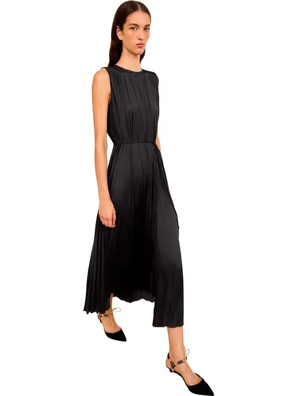 Ulla Johnson Fianna Pleated Midi Dress - Noir