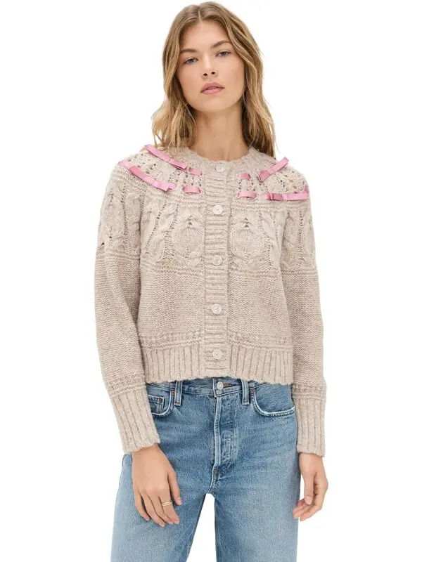 LoveShackFancy Clementian Cardigan - Oatmeal Melange