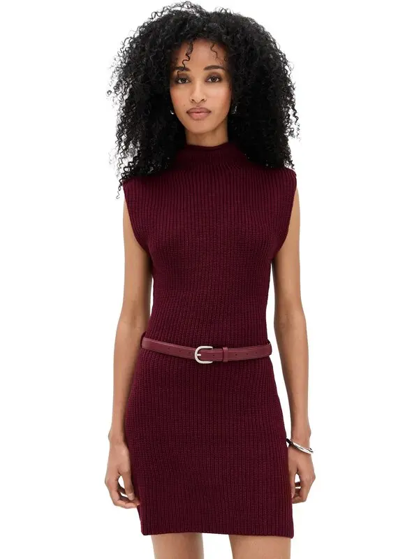 EN SAISON Nathalia Mini Sweater Dress - Burgundy