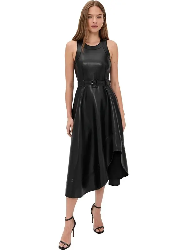 Cinq À Sept Vegan Leather Zelda Midi Dress - Black