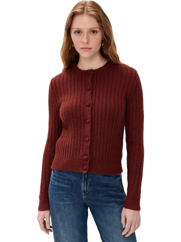Madewell Ribbed Button-front Cardigan - Deep Rust