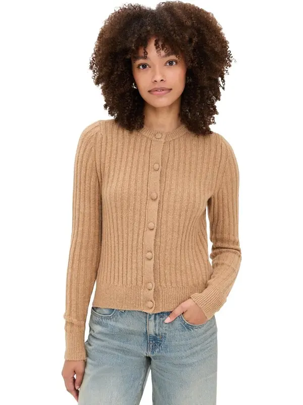 Madewell Ribbed Button-front Cardigan - Hthr Caramel