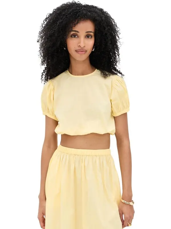 Playa Lucila Crewneck Poplin Top - Butter Yellow