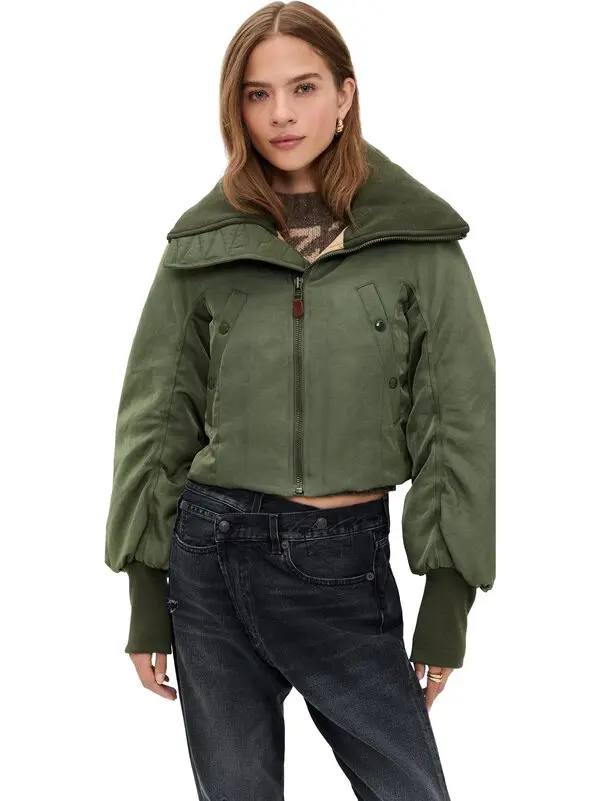 R13 Oversized Padded Flight Jacket - Olive Green