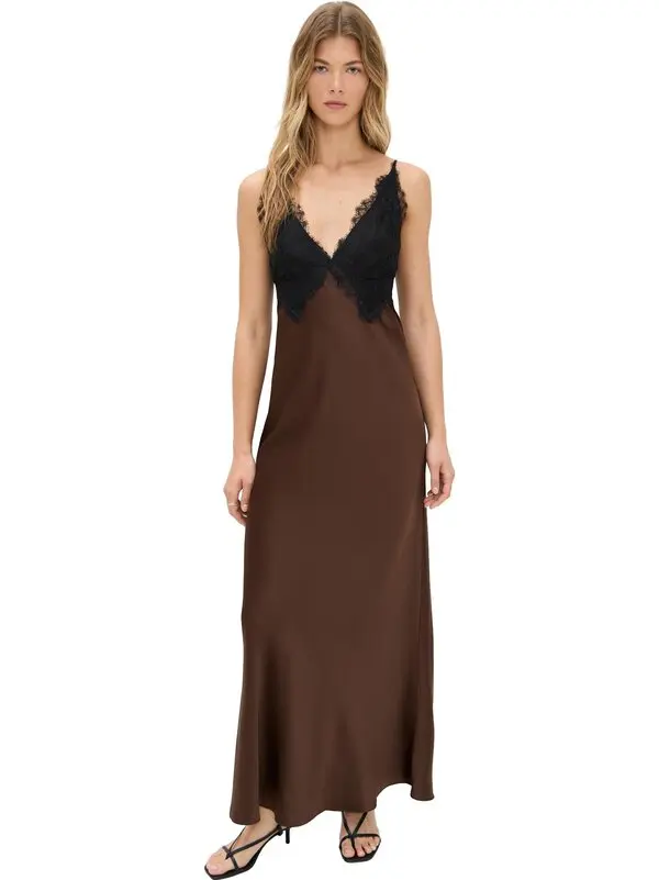 LoveShackFancy Iridia Maxi Dress - Chocolate Brown